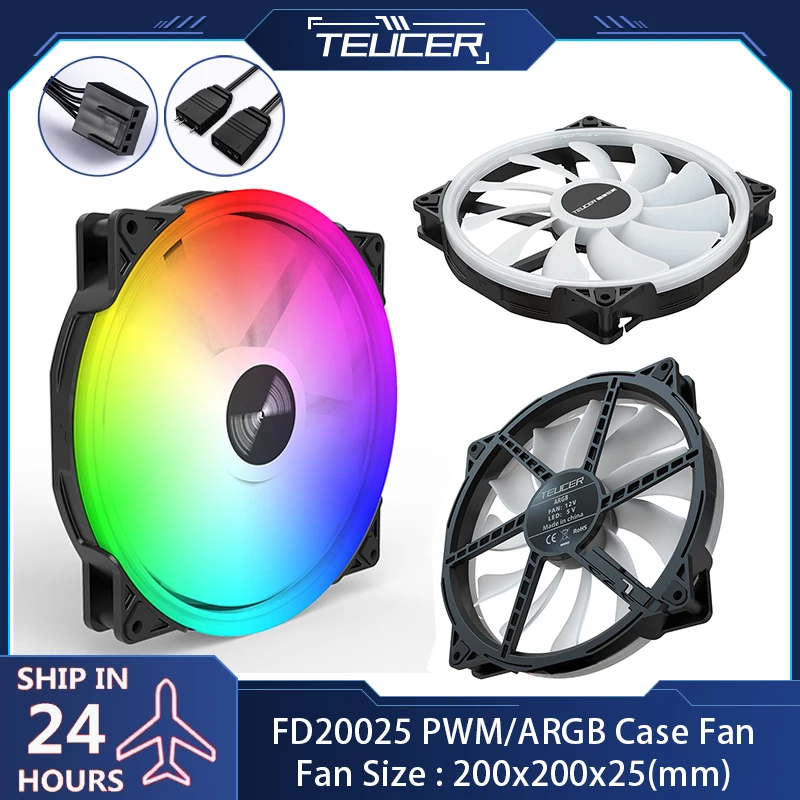 TEUCER-FD200-PC-Computer-Case-Fan-4PIN-PWM-Lower-Noise-5V-3PIN-ARGB ...
