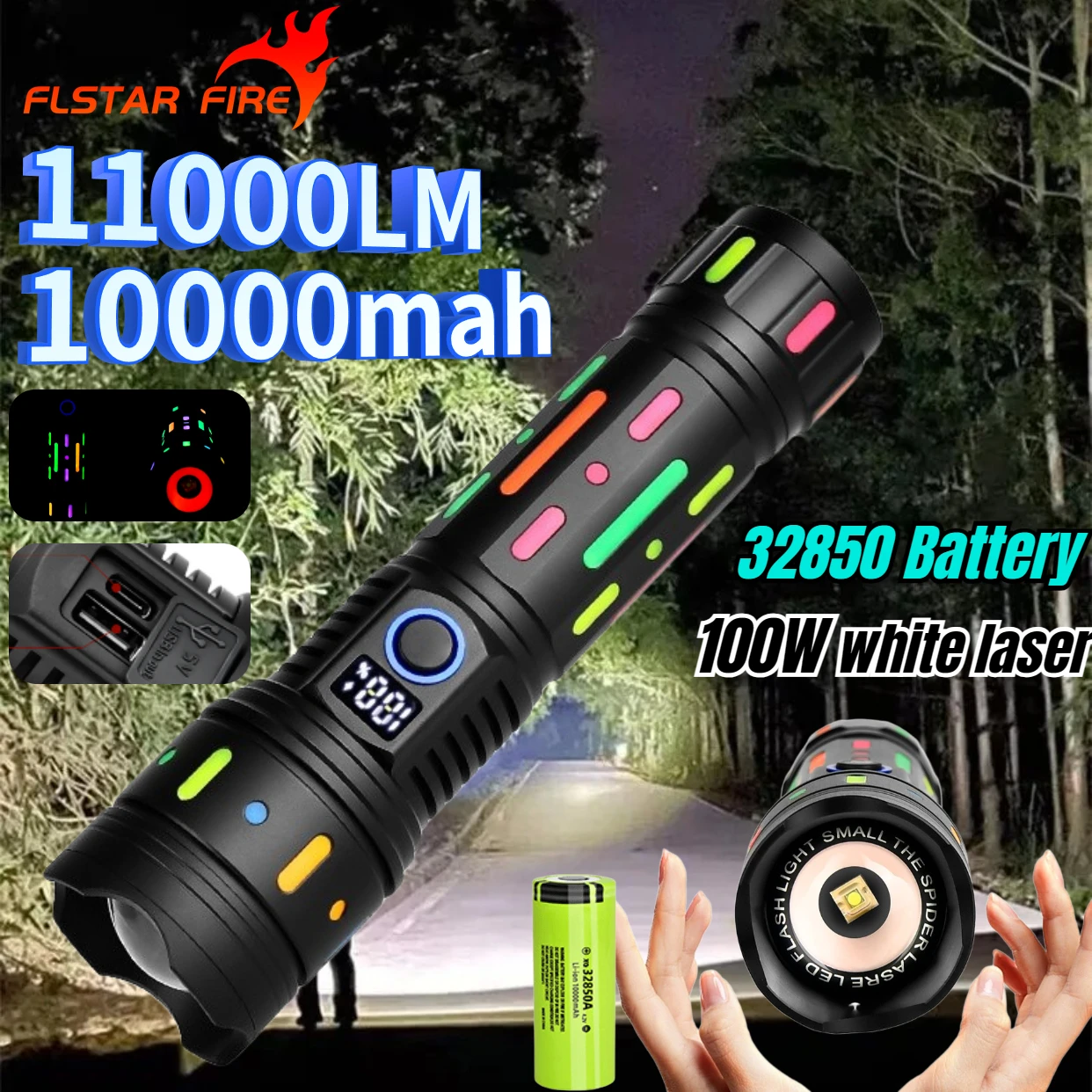 High-Power-White-Laser-Rechargeable-Led-Flashlight-Long-Range-Powerful ...