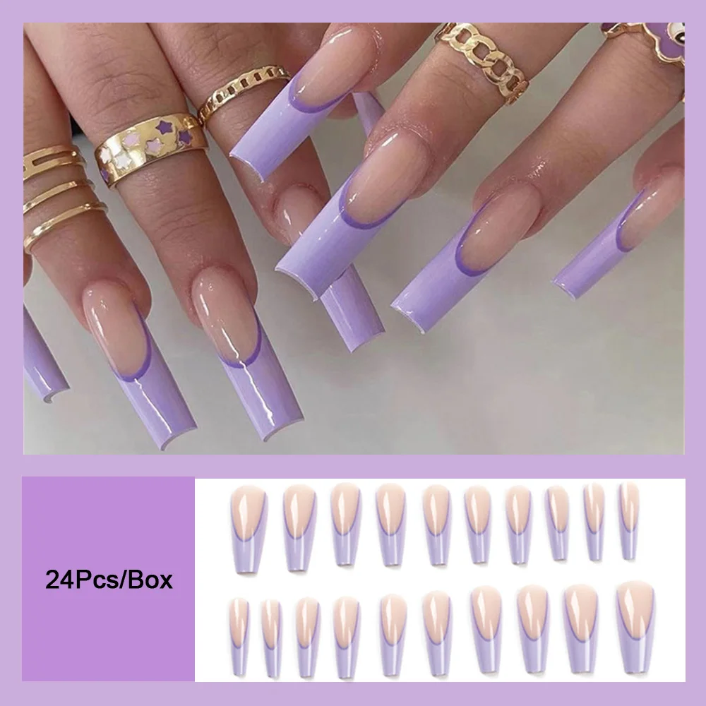 Acrylic Nails Purple Tips