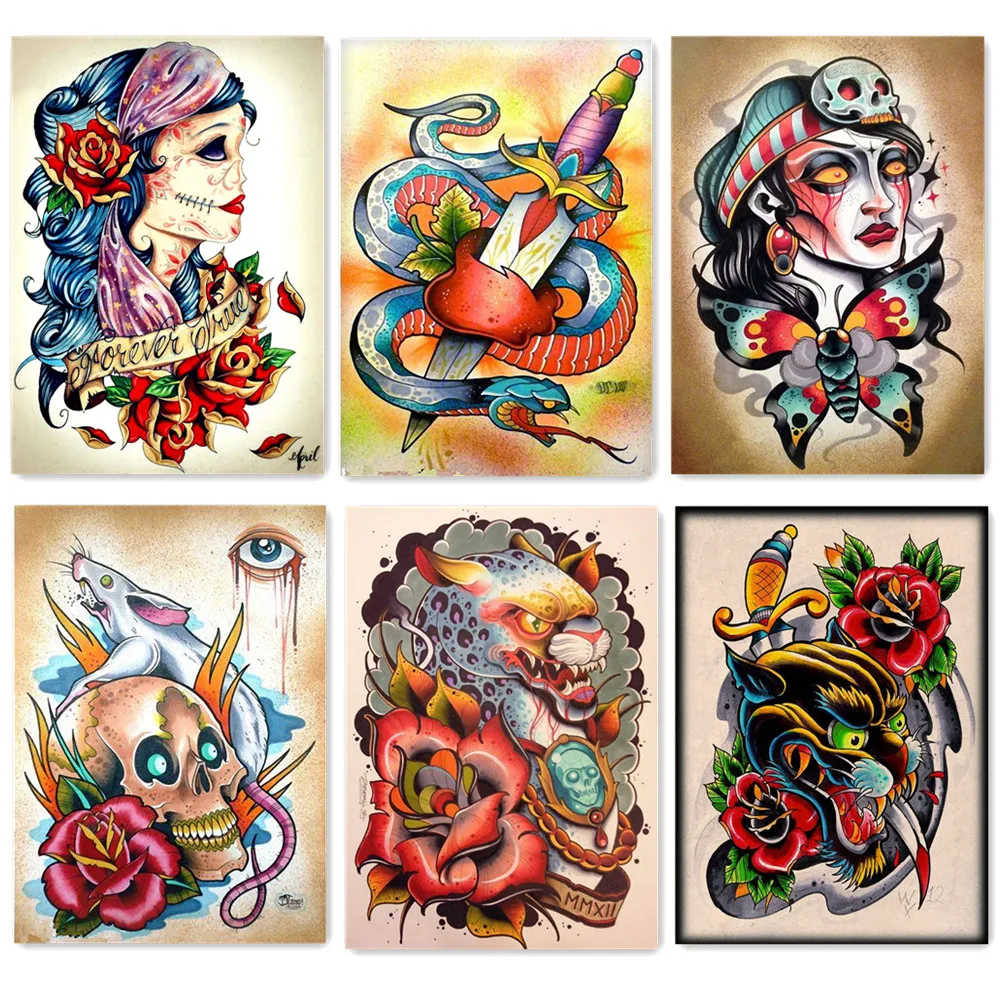 Old School Skull Tattoos Designs