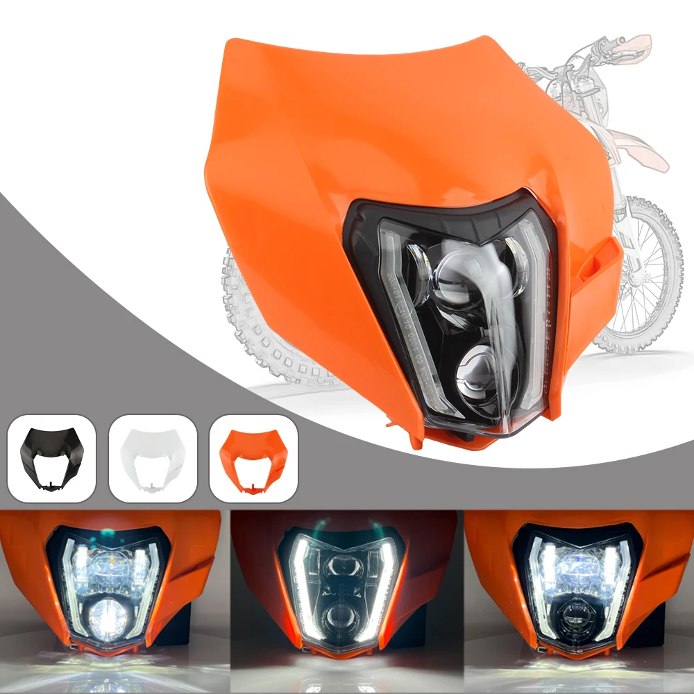 LED Angel Eye Headlight Enduro Motocross HI LO Beam For KTM, 59% OFF