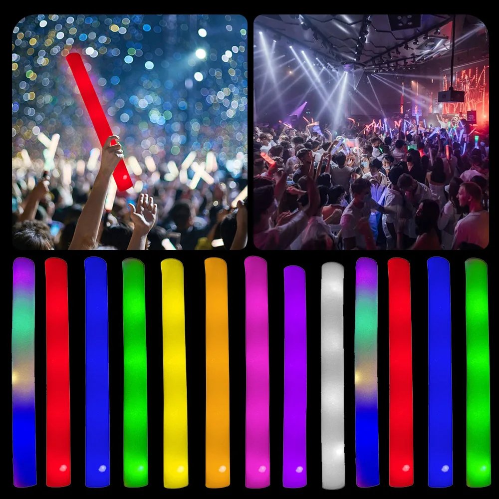 30Pcs-LED-Glow-Sticks-Bulk-Colorful-RGB-Glow-Foam-Stick-Cheer-Tube-Dark ...