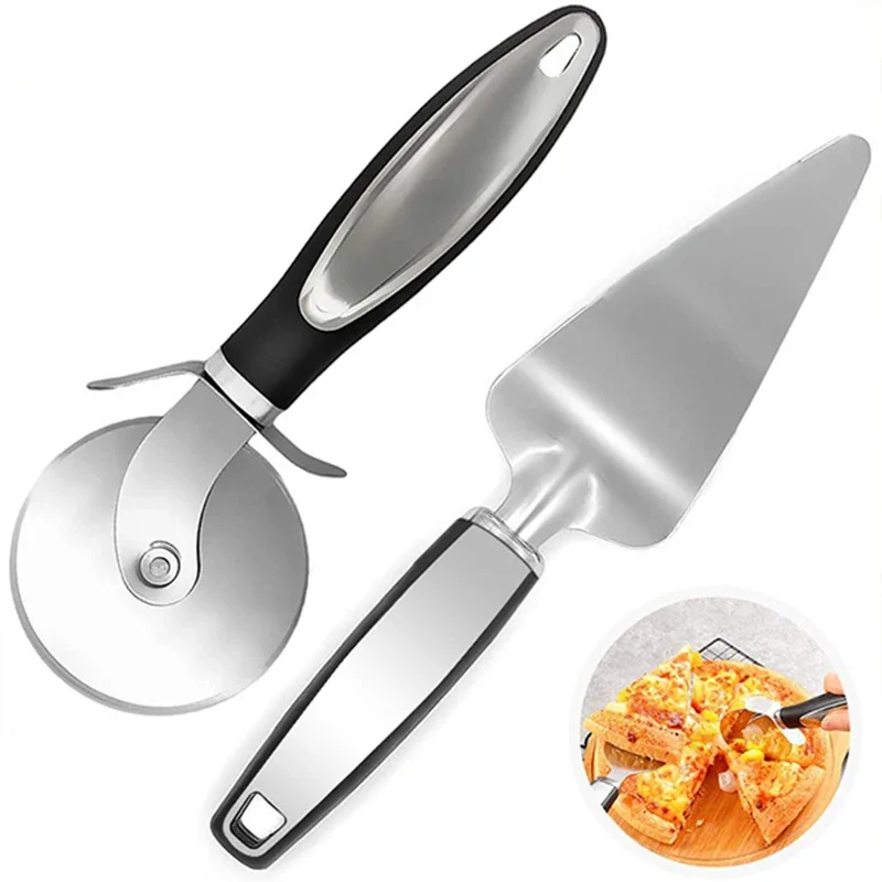 Premium-Stainless-Steel-Kitchen-Pizza-Cutter-Wheel-Server-Tools-Home ...