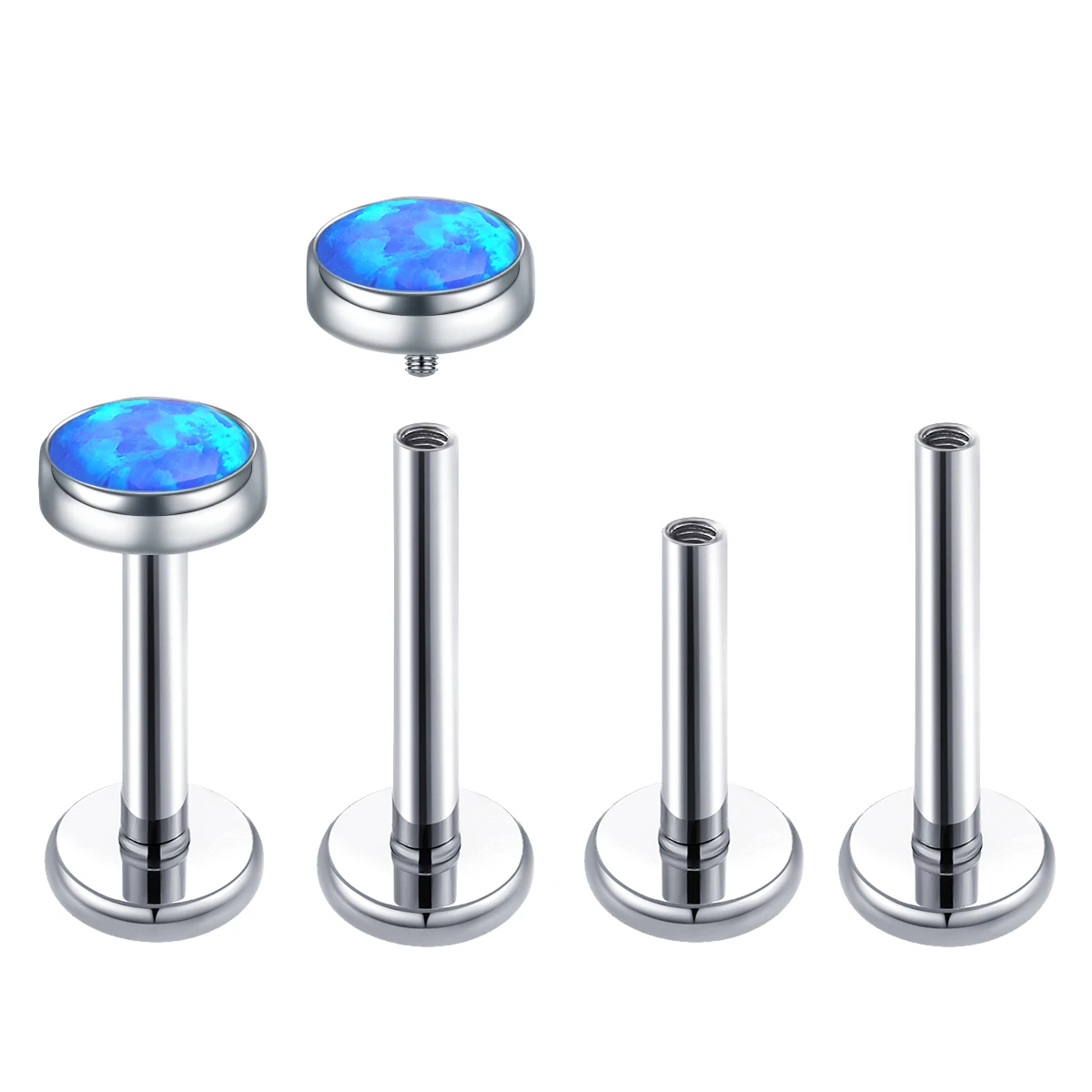 VOJO G23 Titanium 18G Threaded Opal Labret Piercing Lip Stud 6/8/10mm ...