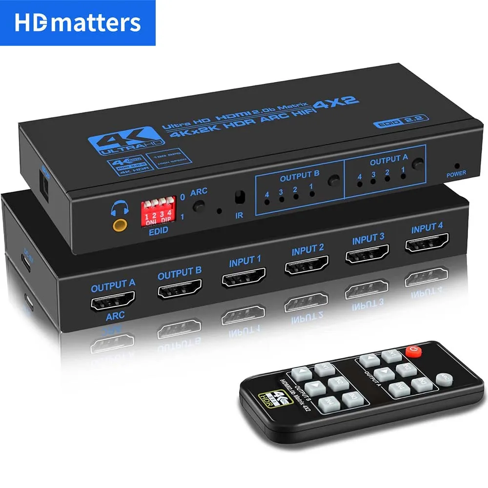HDMI-Matrix-4X2-with-Audio-4K-60Hz-HDMI-4-in-2-out-Matrix-Switch ...
