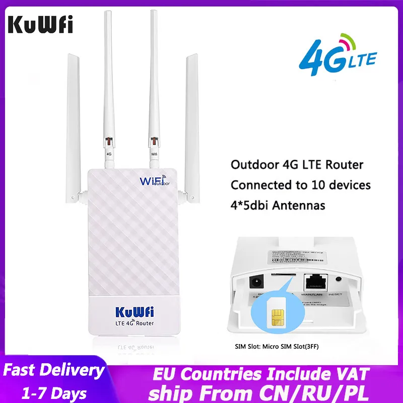 KuWFi Outdoor 4G Wifi Router 300Mbps Waterproof Wireless Router 4g Sim ...