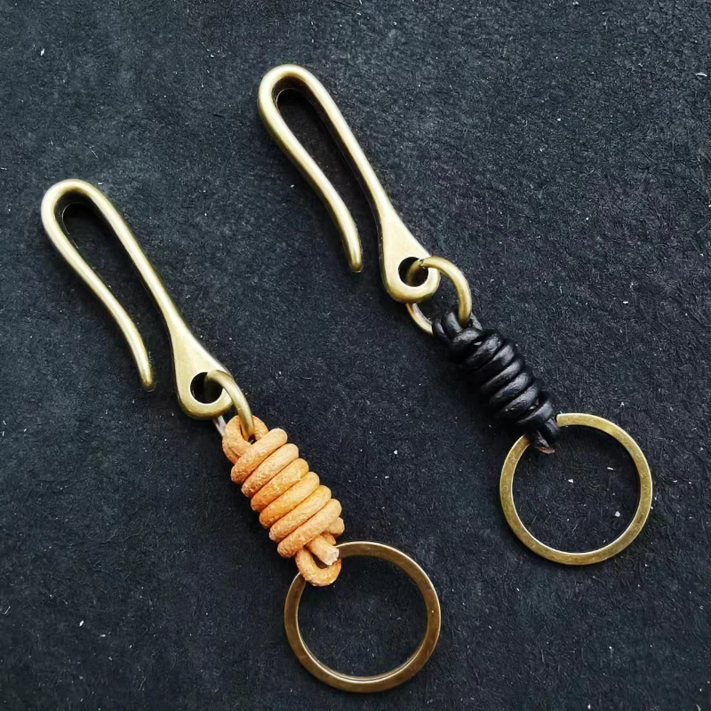 Personality Punk Metal U-buckle Vintage Genuine Leather Car Keychain ...