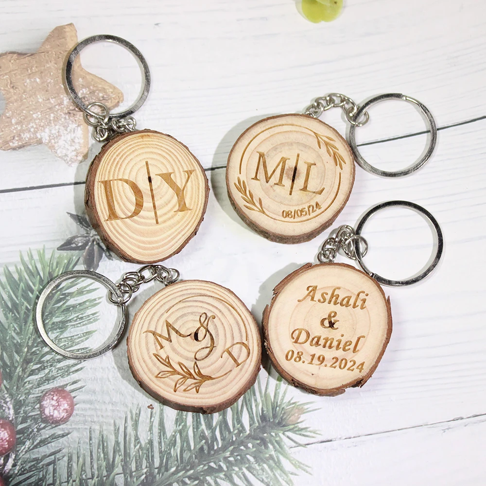 10-20-50Pcs-Personalized-Customized-Wooden-Slice-Keychains-Keyrings ...