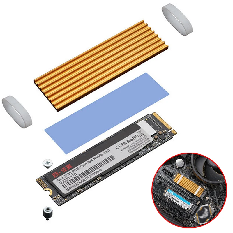 M.2 SSD Heat Sink NVME NGFF M.2 2280 Solid State Hard Disk Aluminum ...
