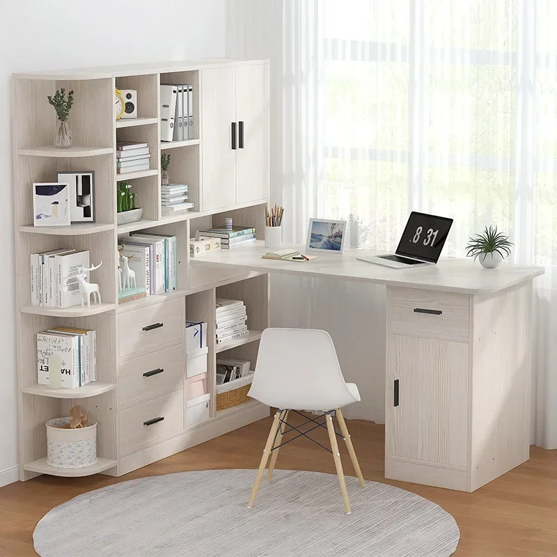Computer-Desk-Bookshelf-Integrated-Shelves-Drawers-Large-Laptop-Home ...