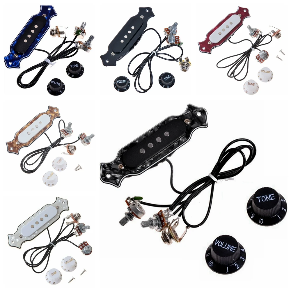 1Sets-Pre-wired-4-string-Single-Coil-Pickup-Cigar-Box-Guitar-Soundhole ...