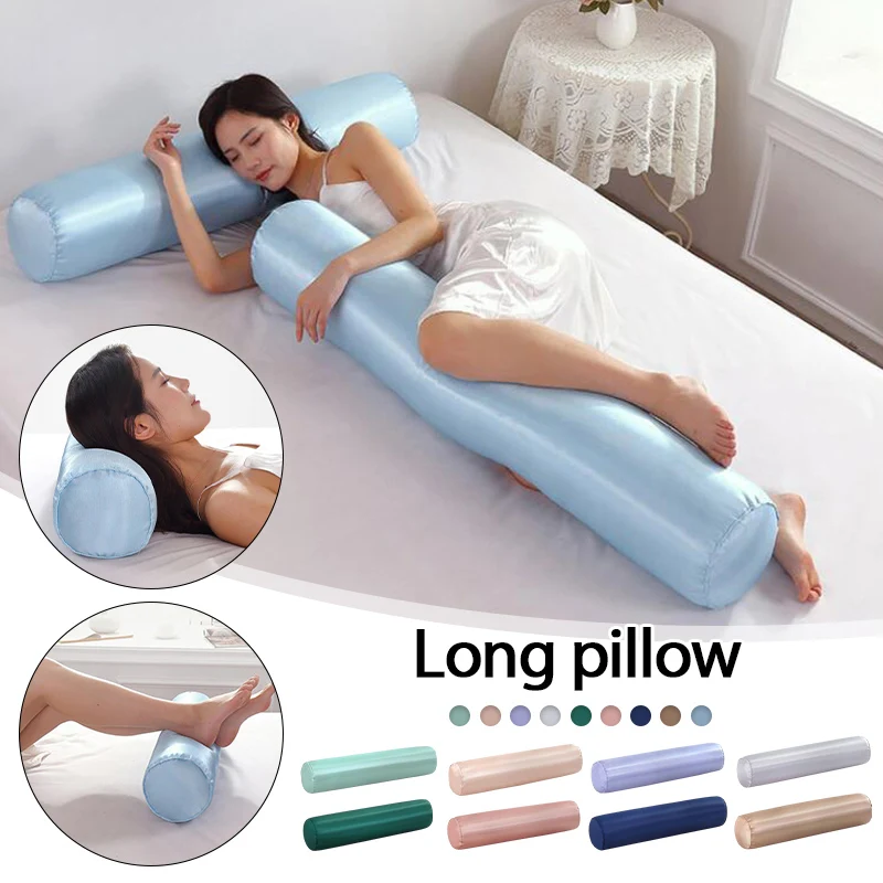 100cm-Cervical-Neck-Roll-Ice-Silk-Stuffed-Round-Bolster-Body-Support ...