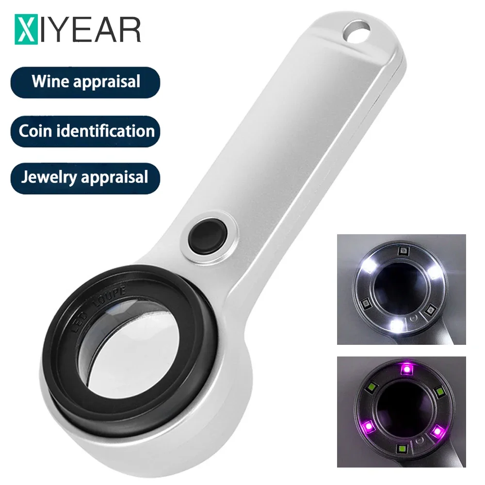 Handheld-10X-Magnifying-Glass-With-3-Light-Illuminated-3-UV-Magnifier ...