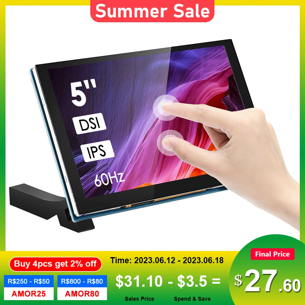 Mini 5 Polegada tela de toque capacitivo 800x480 resolução portátil ...