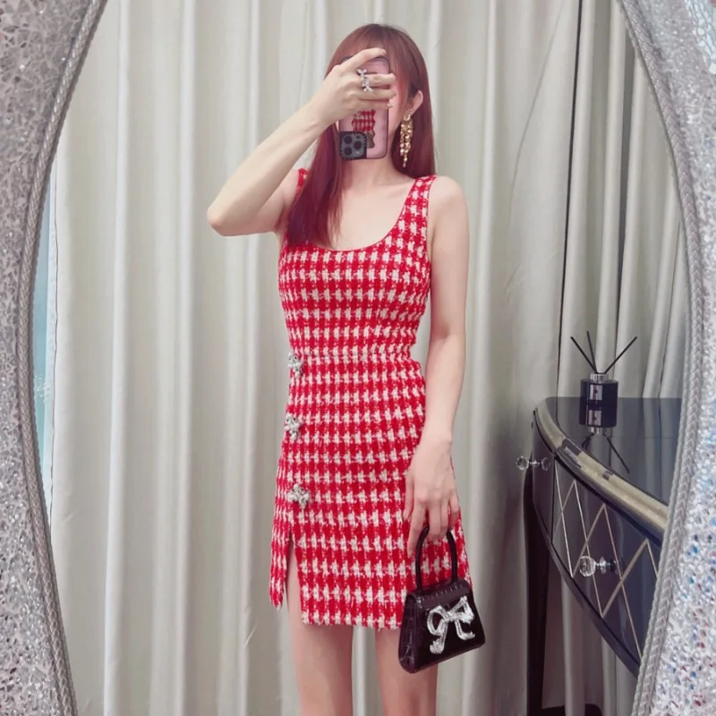 2023-Red-and-White-Plaid-Shag-Suit-Large-Round-Neck-Slit-Vest-Dress.jpg