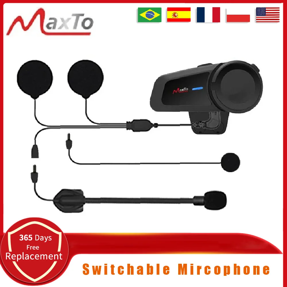 Maxto-M2-Motorcycle-Bluetooth-Intercom-2-Person-Intercom-Distance-1000 ...