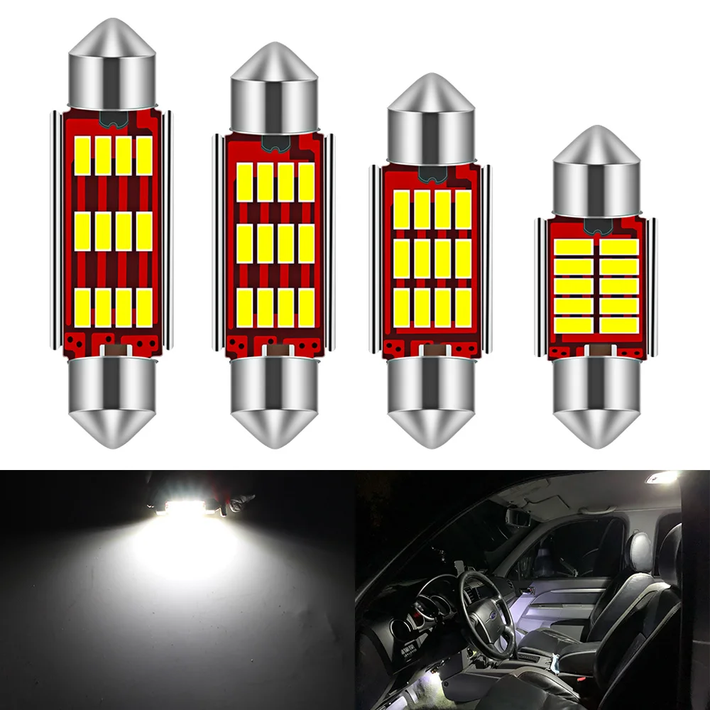 4Pcs C5W LED C10W 31mm 36mm 39mm 41mm Festoon LED Car Inteiror white ...