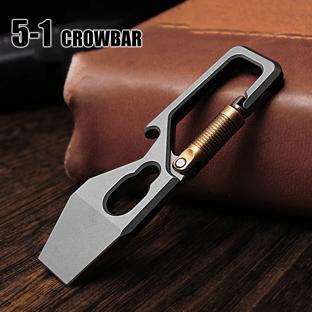 6cm 5-1 Multi-function Keychain Pry Bar Titanium Alloy Crowbar EDC ...