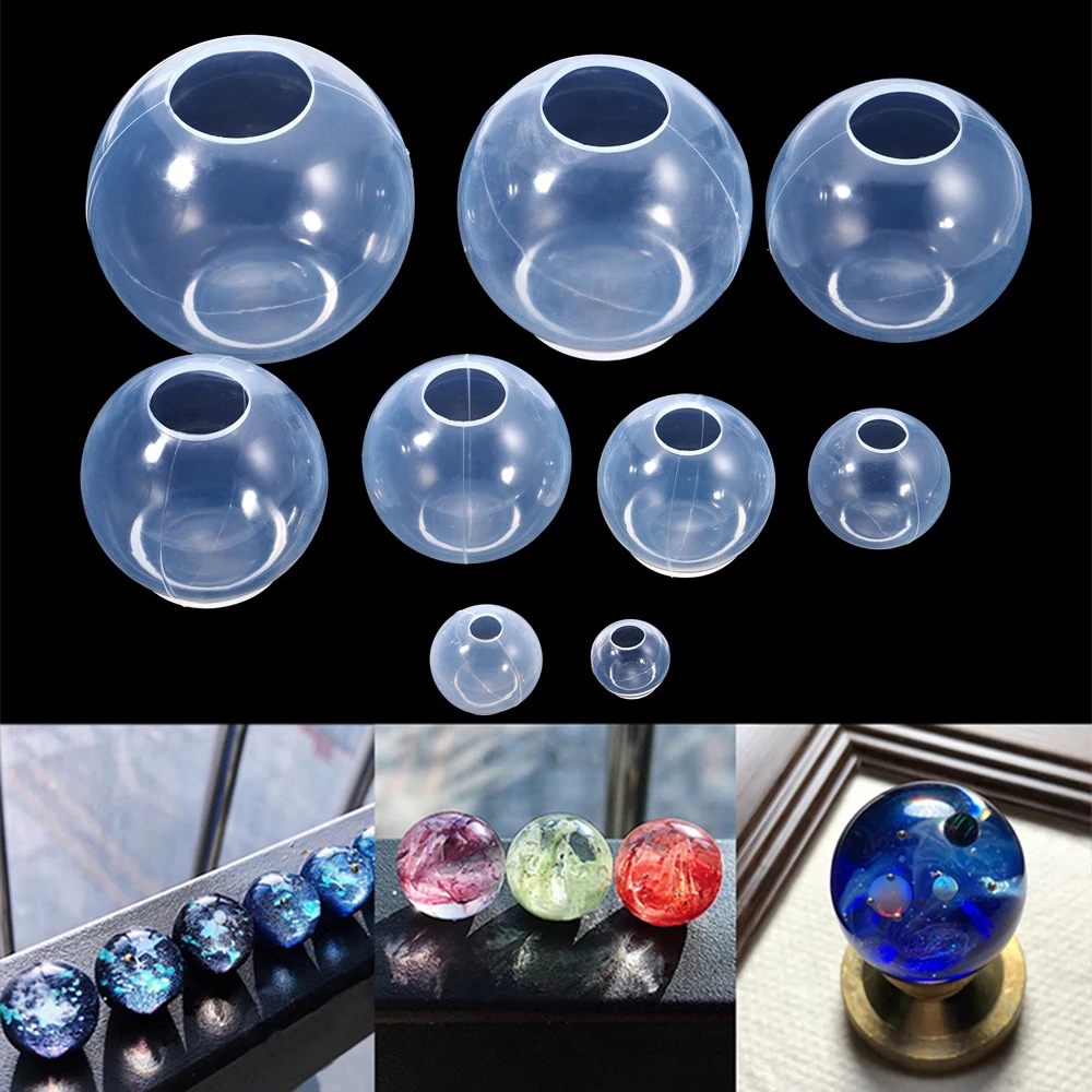 20 100mm 3D Transparent Ball Shape Silicone Mold For Planet Ball Epoxy ...