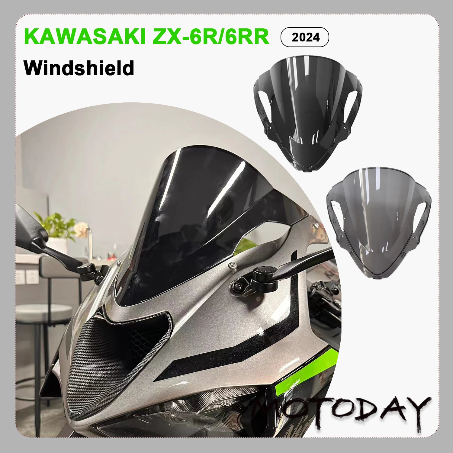 For-ZX-6R-2024-Motorcycle-Windshield-For-KAWASAKI-NINJA-ZX-6RR-ZX-6R ...