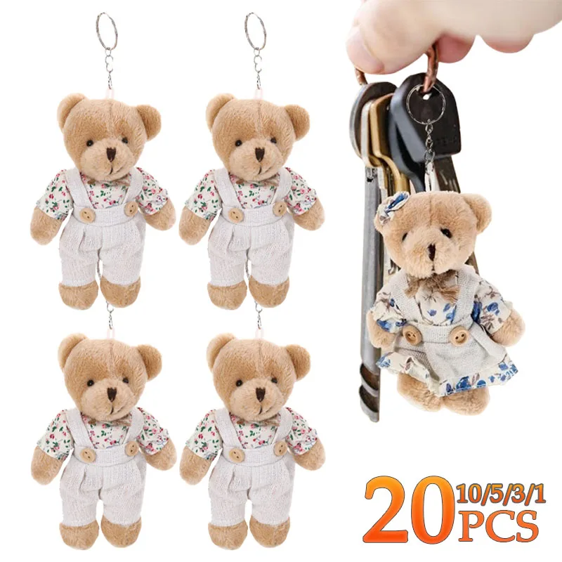 1-20PCS Cute Little Bear Plush Wear Clothes Couple Keychain Cartoon ...