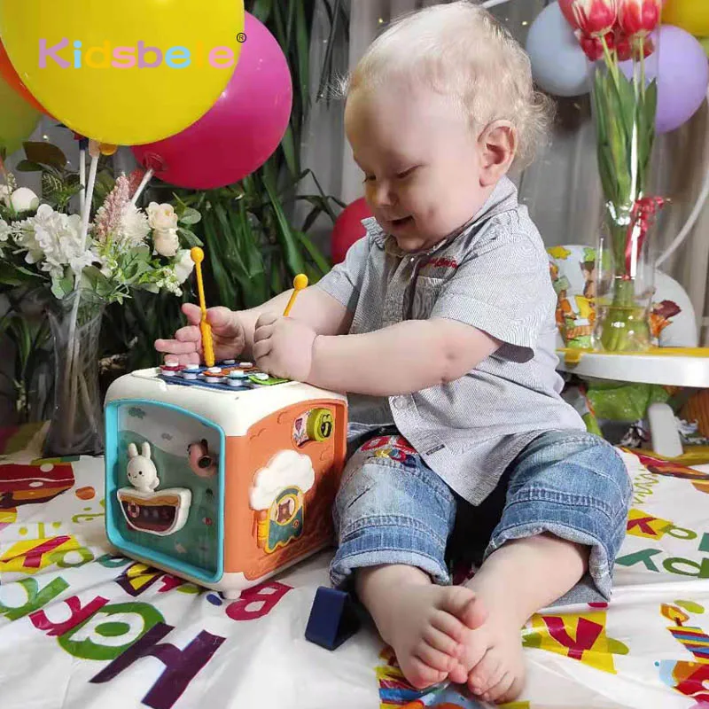 7 In 1 Baby Activity Cube Musical Toys For Toddlers Hand Drum Bead Maza ...