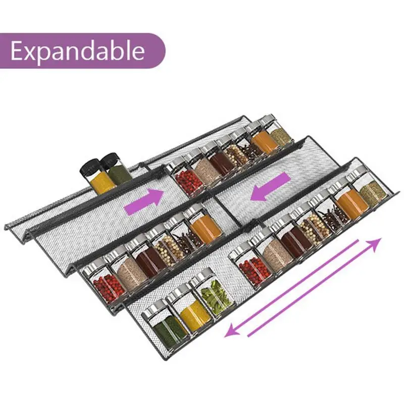 4-Tier-Expandable-Seasoning-Jar-Storage-Rack-Spice-Drawer-Organizer ...
