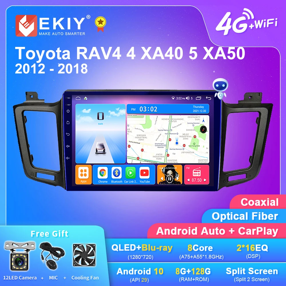 EKIY T7 Android 10 For Toyota RAV4 4 XA40 5 XA50 2012 2018 Car Multimedia Player Stereo ...