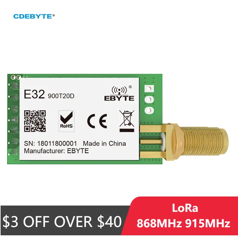 Ebyte E32 900T20D v8.x lora sx1276 868mhz 915mhz iot 20dbm 100mw módulo transceptor sem fio uart ...