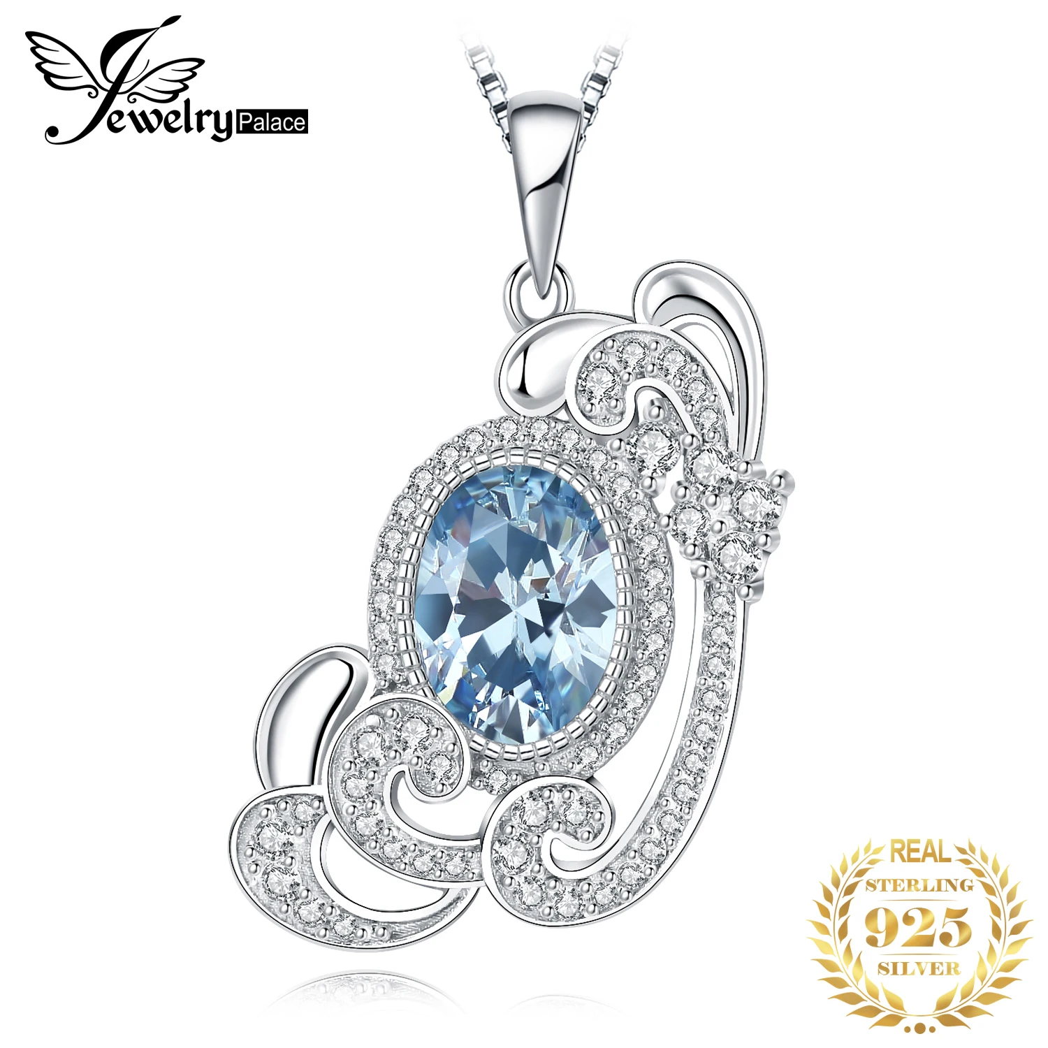JewelryPalace-New-Arrival-Ocean-Sea-Wave-Oval-Light-Blue-Gemstone-925 ...