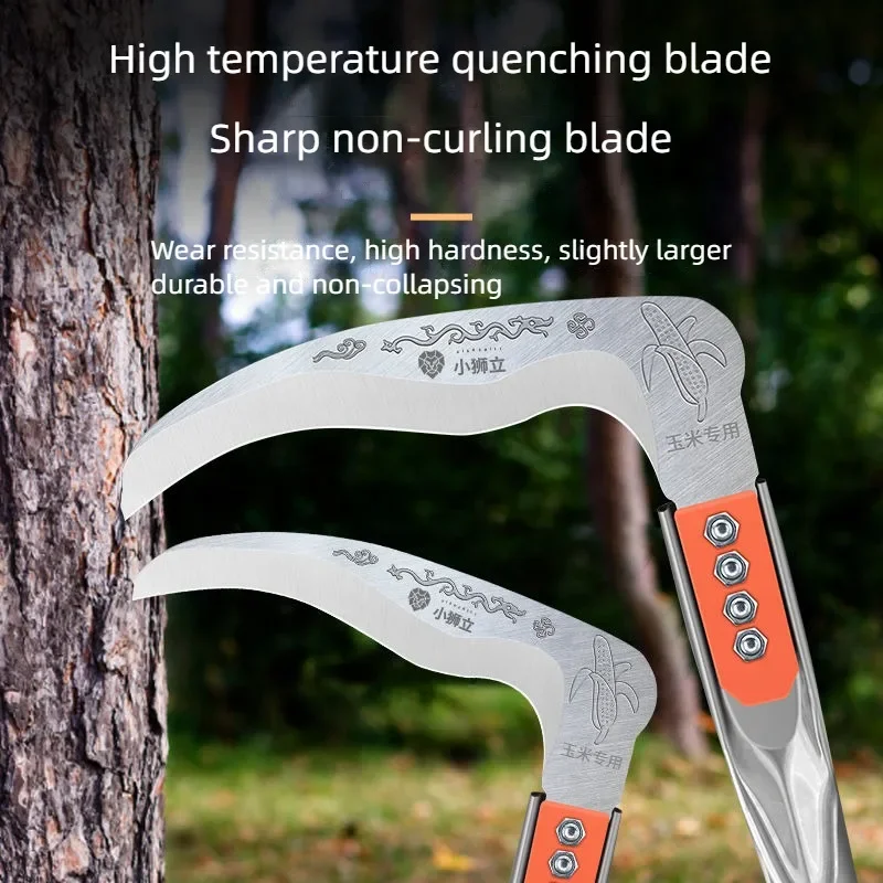 High-Manganese-Steel-Double-Double-Scythe-Grass-Sickle-Handle-Chopping ...