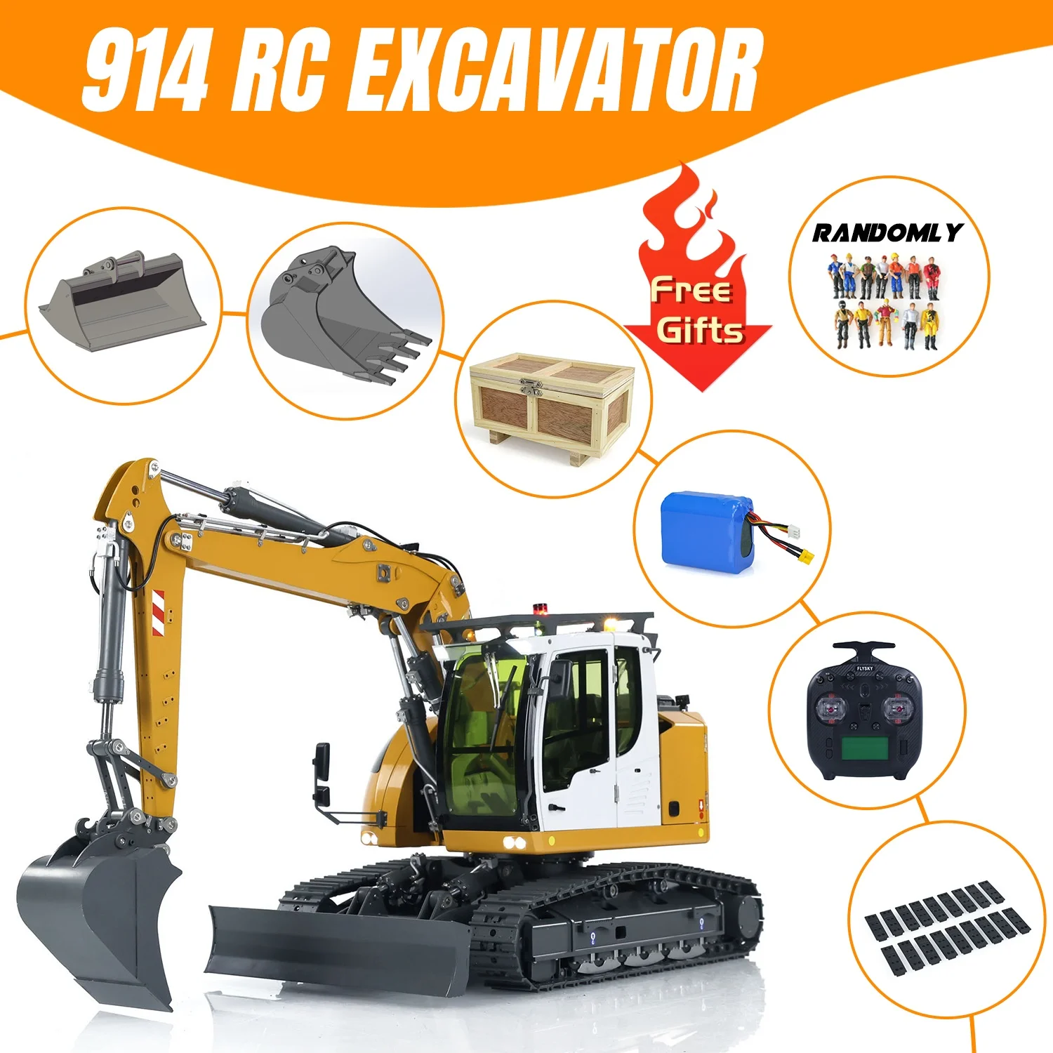 1-14-CUT-914-RC-Hydraulic-Excavator-Radio-Model-Sound-Light-System ...