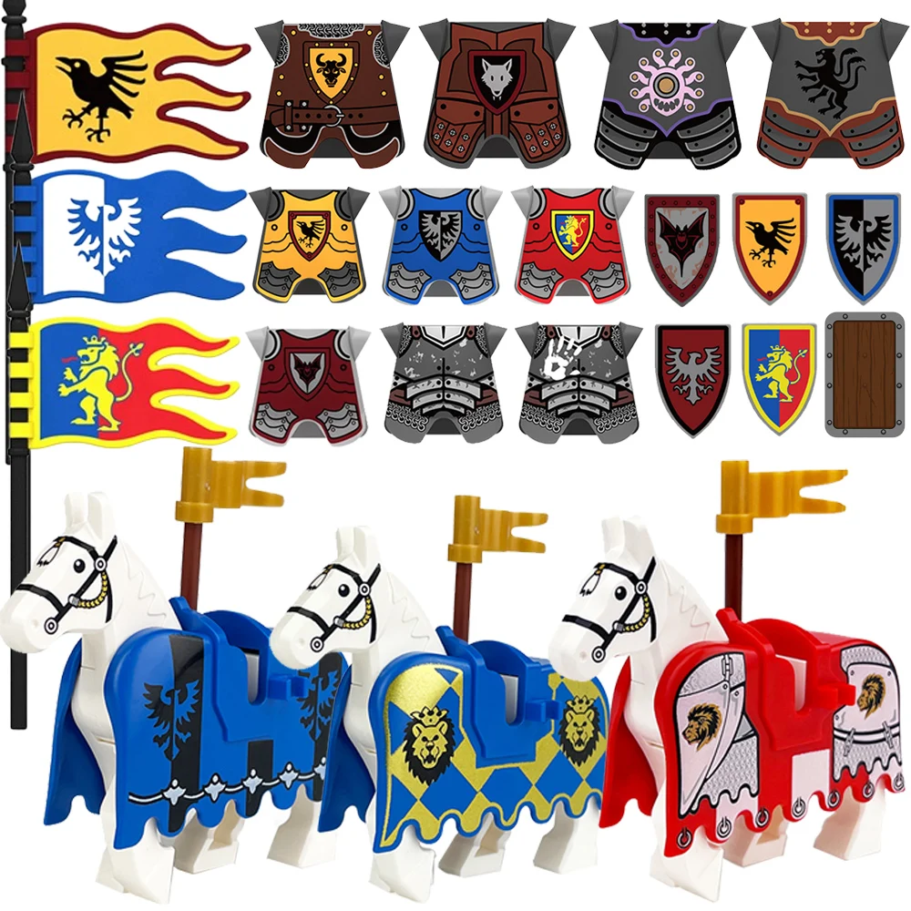 MOC-Mittelalterlicher-roter-L-we-schwarzer-Adler-Schloss-Soldat-Ritter ...