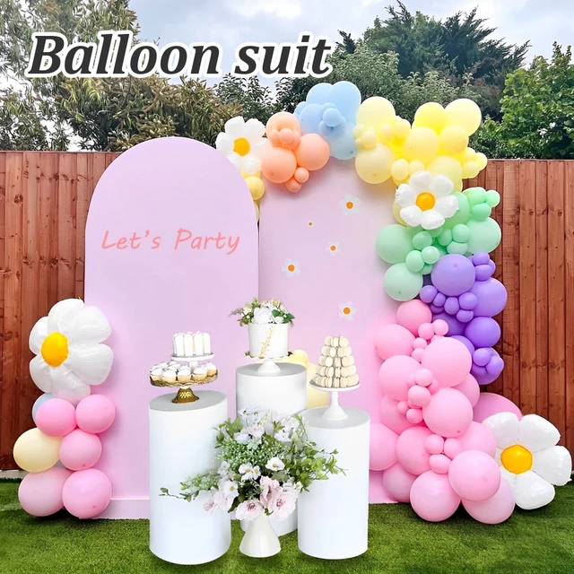 Pastel Organic Balloons Arch With Grass Wall Backdrop, 55% OFF