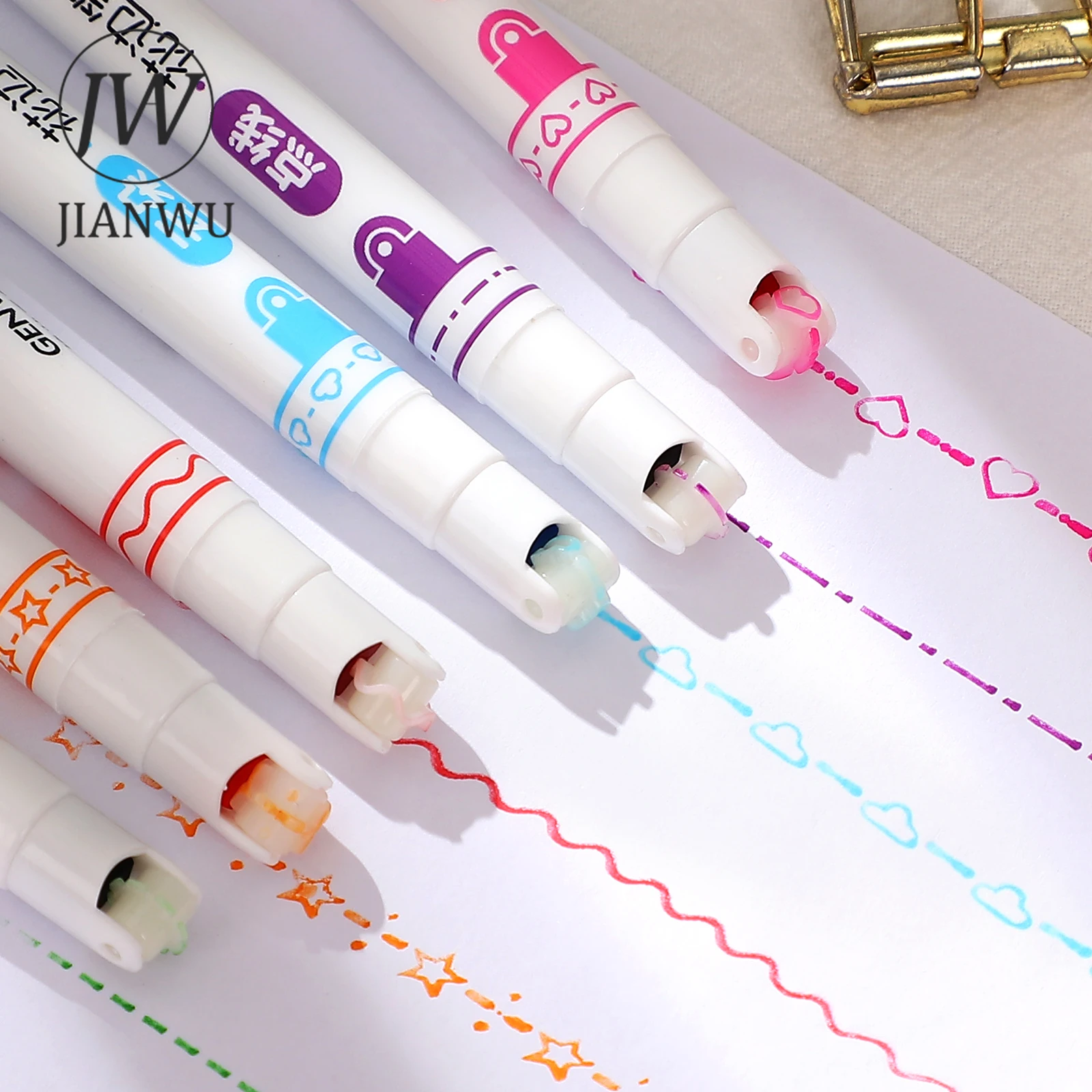 Jianwu 6 Pcs/set Cute Scroll Wheel Lace Marker Pens Diy Journal ...