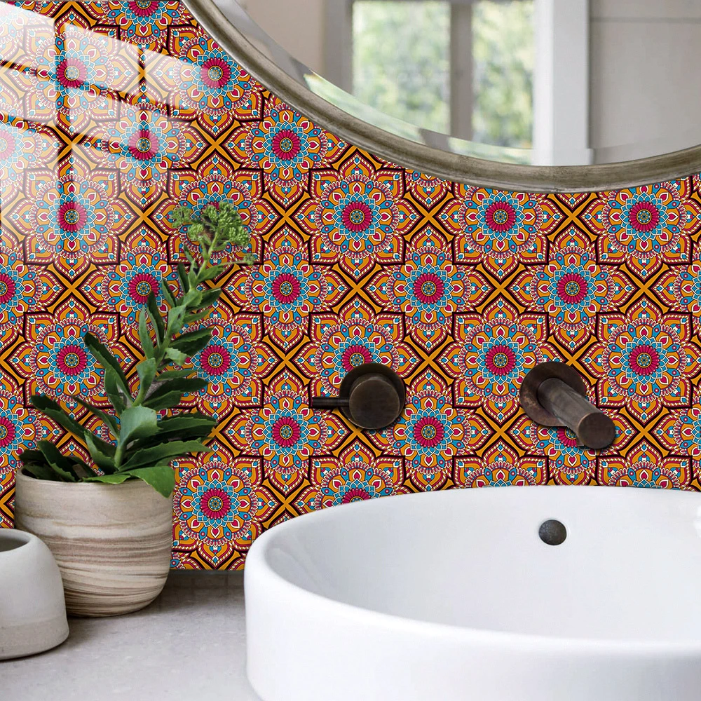 10pcs Mandala Tiles Wall Sticker Home Decoration Bathroom Cabinet ...