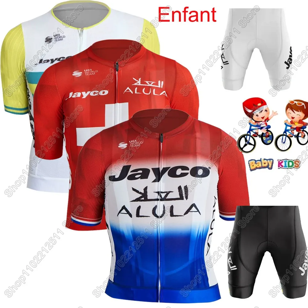 2025 Kids kids Jayco Alula Cycling Jersey Set Boys Girls Swiss Cycling ...