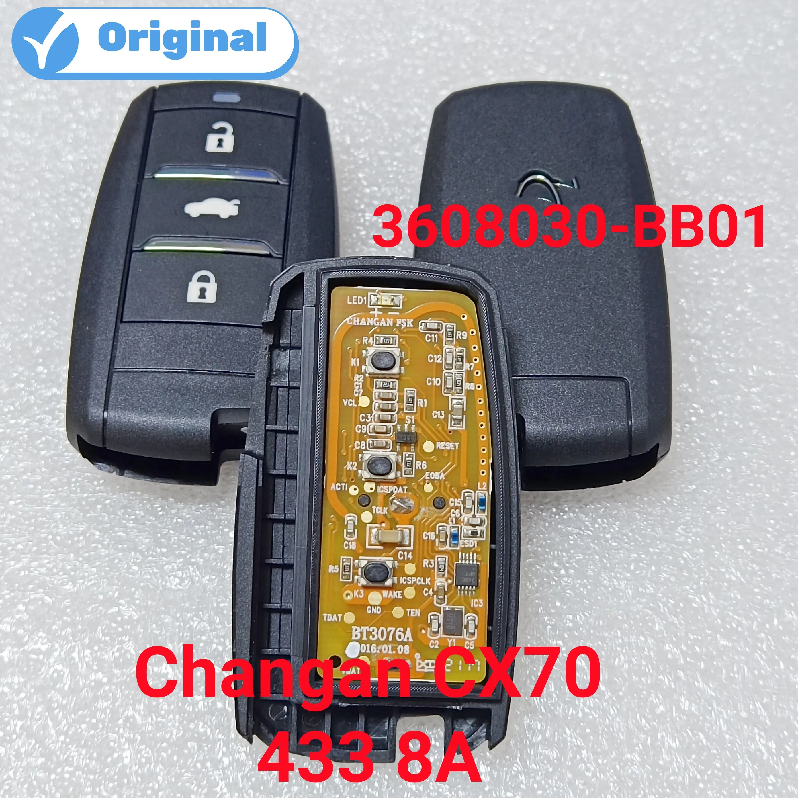 100% Genuine Smart Key For Changan CX70 2023 433Mhz 8A Chip 3608030 ...