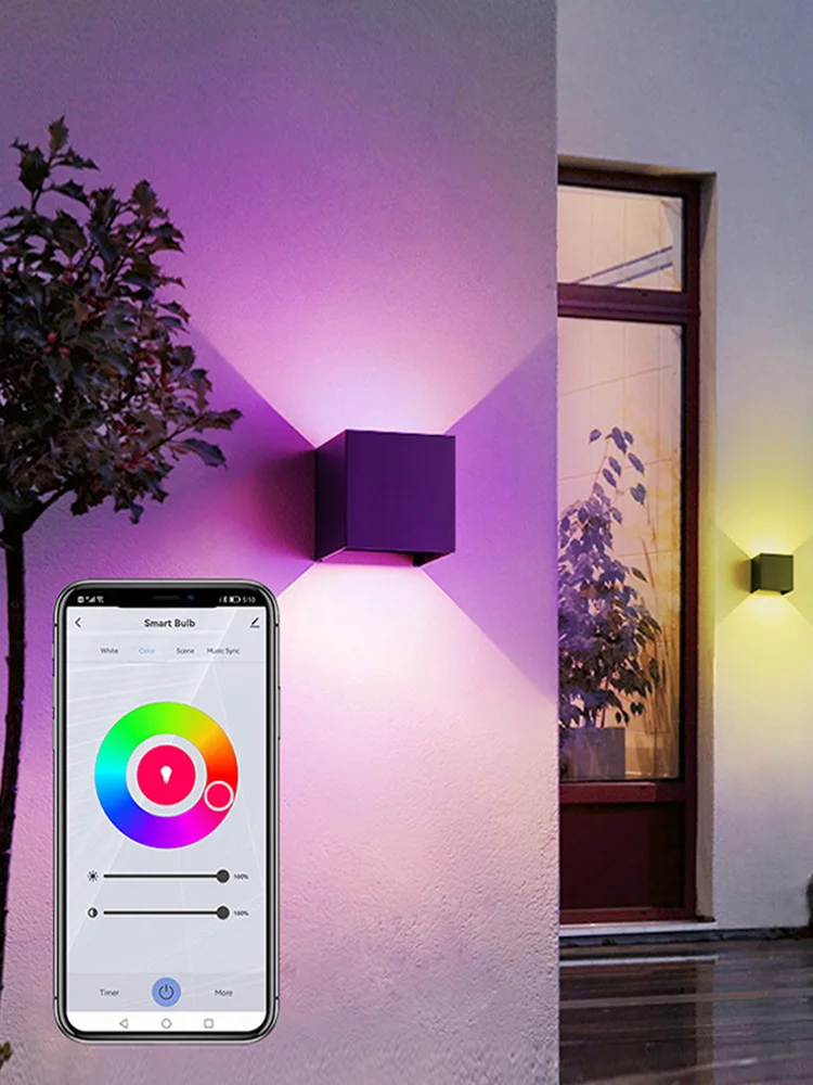 Tuya-Smart-WiFi-LED-Cube-Wall-Lamp-RGBCW-Outdoor-Indoor-APP-Waterproof-Sconce-Dimmable-Garden ...