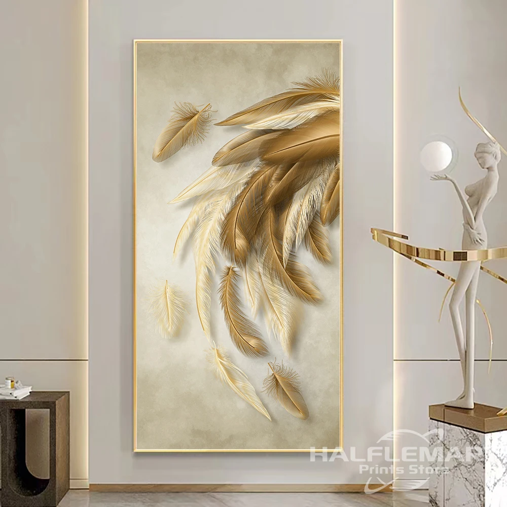 Modern-Abstract-Colorful-Feather-Canvas-Paintings-Luxury-Wall-Art ...