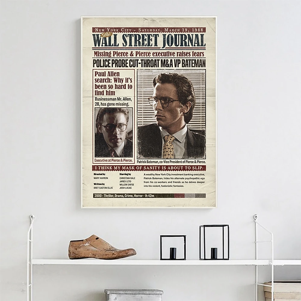 American-Psycho-Newspaper-Art-Print-Patrick-Bateman-Wall-Picture ...
