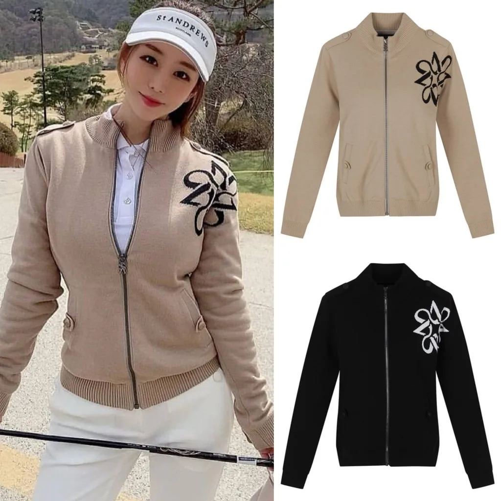 Women-Golf-Clothing-Autumn-and-Spring-Knitted-Thickened-Thermal-Jacket ...