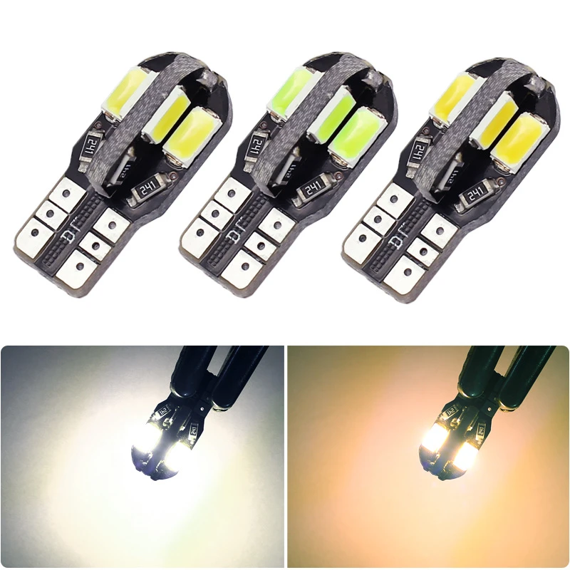 1/10PCS Car Interior Bulb W5W T10 LED 5730 8SMD Canbus Error Free 12V 194 168 Map Dome Lights ...