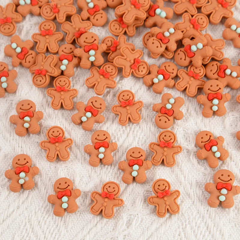 10/20pcs Cartoon Christmas Gingerbread Man Resin Flat Back Cabochon ...