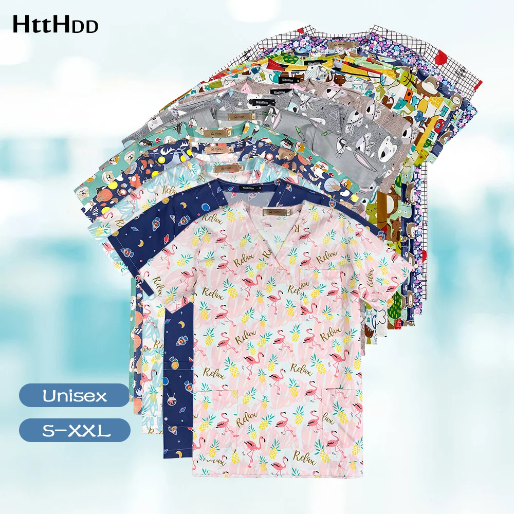 Doctor Nurse Working Clothes Women Pet Grooming Scrubs Top High Quality ...