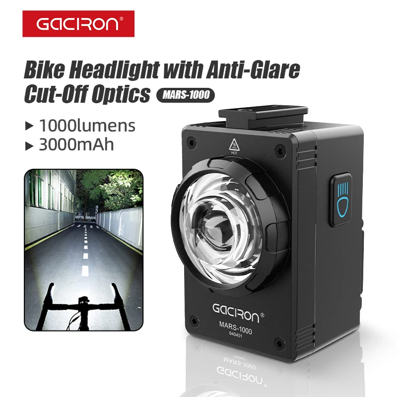Gaciron Bike Lights Mars 1000lm Anti-glare Bicycle Front Light For Road ...