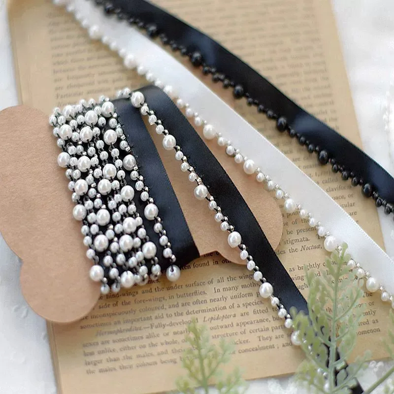 Pearl-Beaded-Lace-Ribbon-Trim-Fabric-Ribbon-Garment-Handmade-DIY-Sewing ...