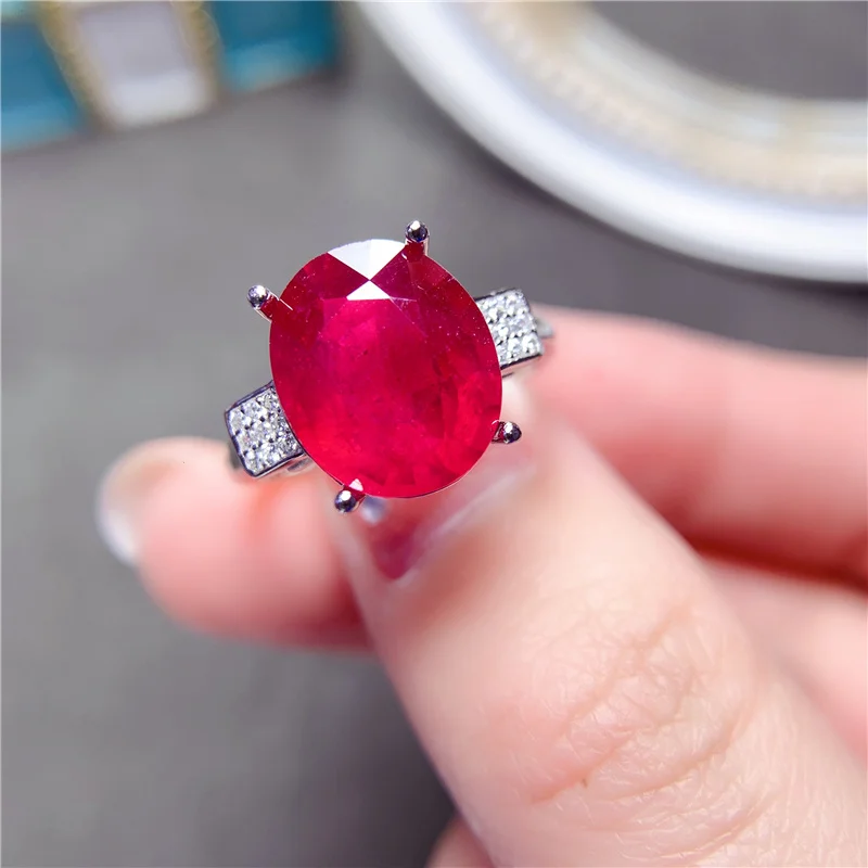 숙녀 대형 곡물 천연 루비 반지 925 스털링 실버 럭셔리 하이 엔드 보석 판매 무료 배송 할인 판매| | - AliExpress