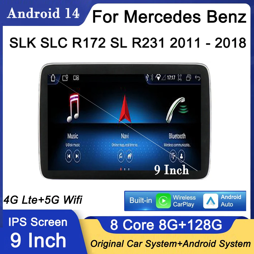 9-Inch-Android-14-For-Mercedes-Benz-SLK-SLC-R172-SL-R231-2011-2018-Car ...