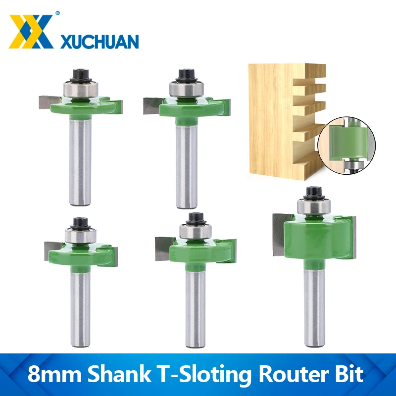 1pc 8mm Shank T-Sloting Router Bit With Bearing Wood Slot Milling ...